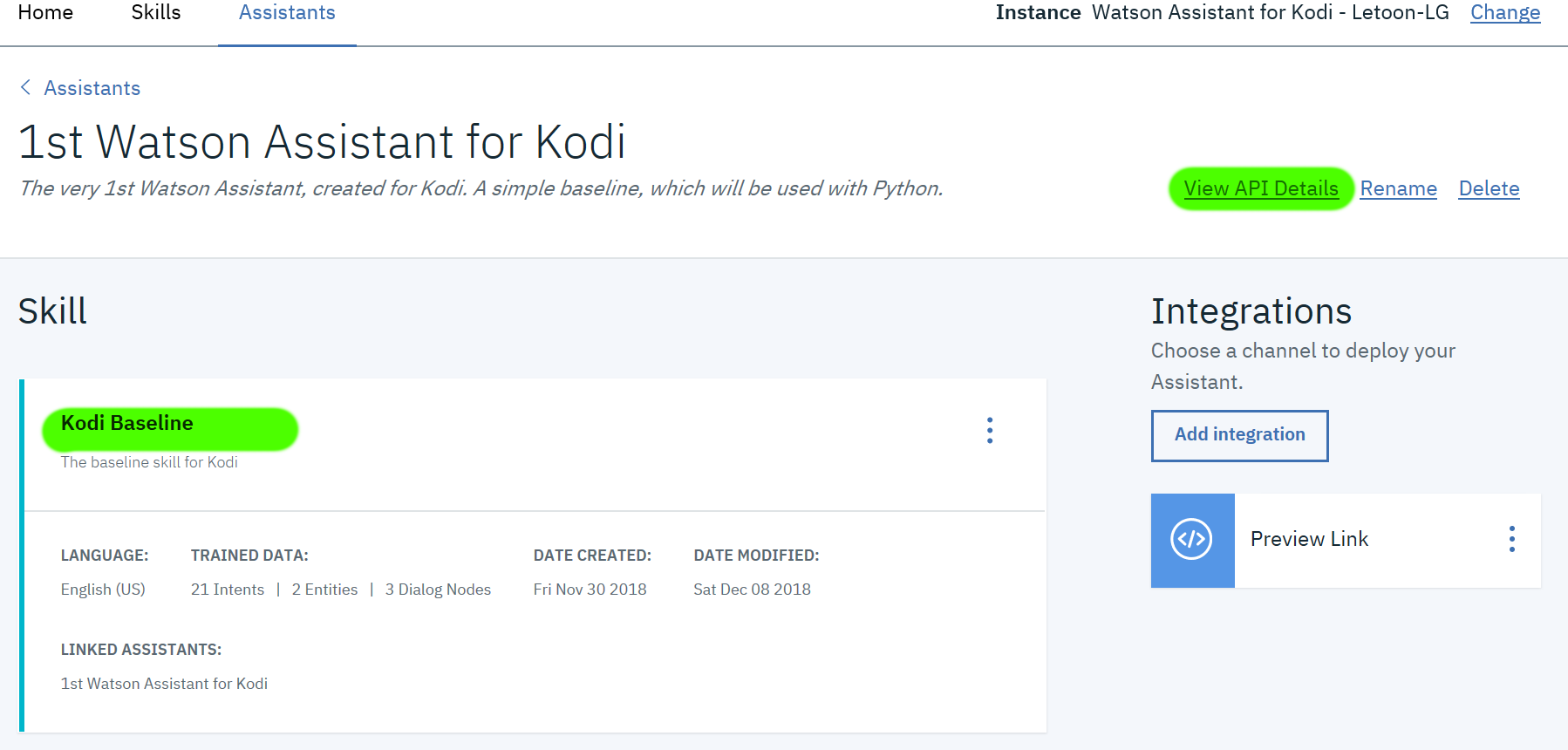 Our Watson Assistant API call, in Python – Letoon's Blog